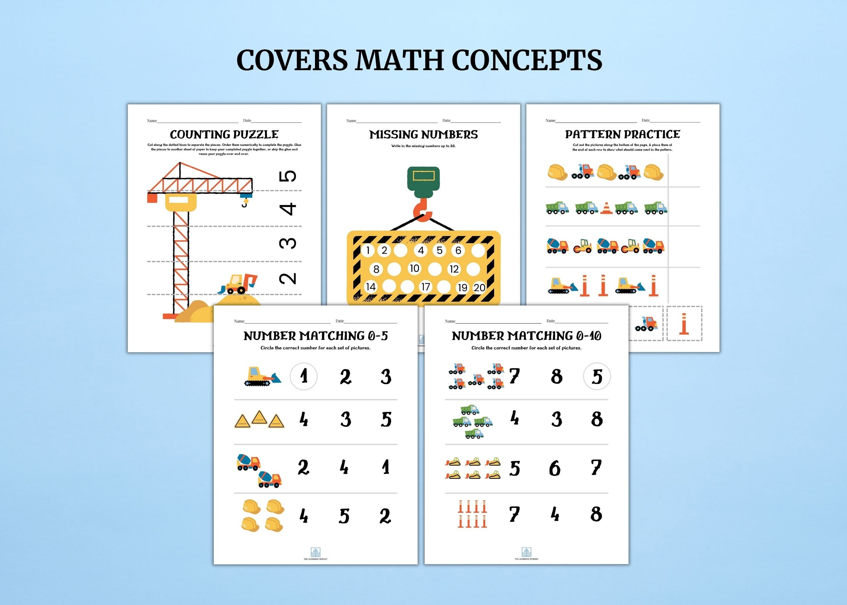 Construction Learning Printable Pack / Truck Quiet Book / Excavator ...