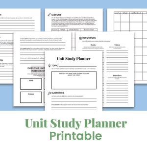Unit Study Planner Printable / Academic Planner / Homeschool Lesson ...
