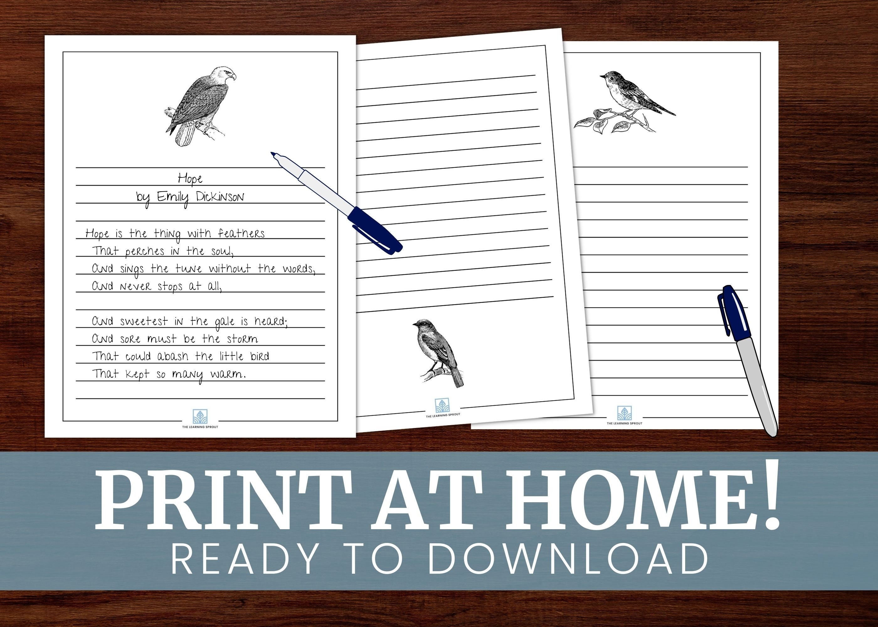 Emily Dickinson Poetry Copywork / Poem Handwriting / Penmanship ...