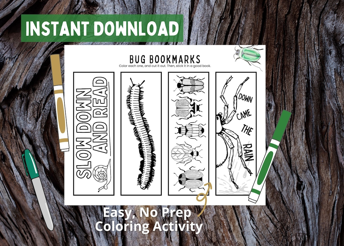 Bug Printable Bookmarks / Insect Coloring Pages / Butterfly Bookmark ...