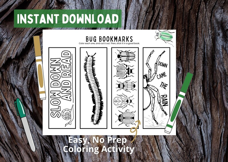 Bug Printable Bookmarks / Insect Coloring Pages / Butterfly Bookmark ...