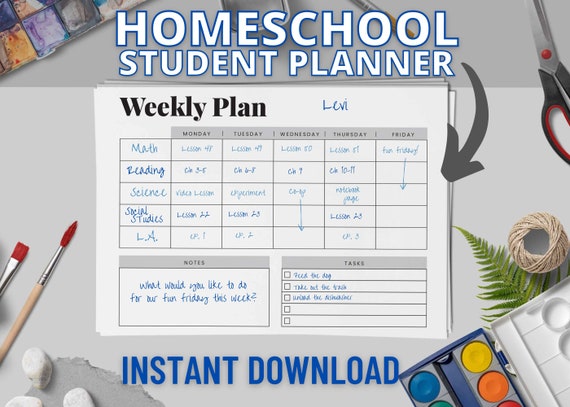 Homeschool Planner / Printable Student Planner / Weekly - Etsy