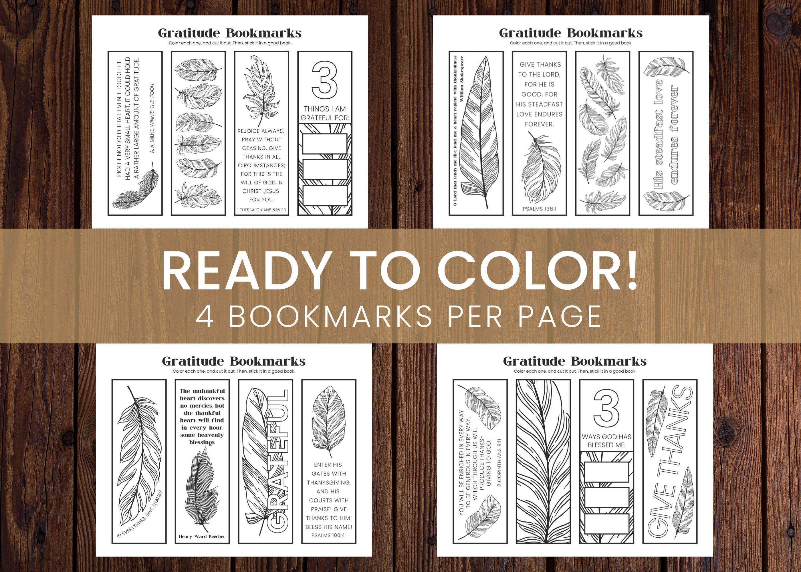 Gratitude Bible Verse Bookmarks / Printable Fall Coloring Pages - Etsy