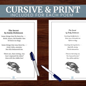 Emily Dickinson Poetry Copywork / Poem Handwriting / Penmanship ...