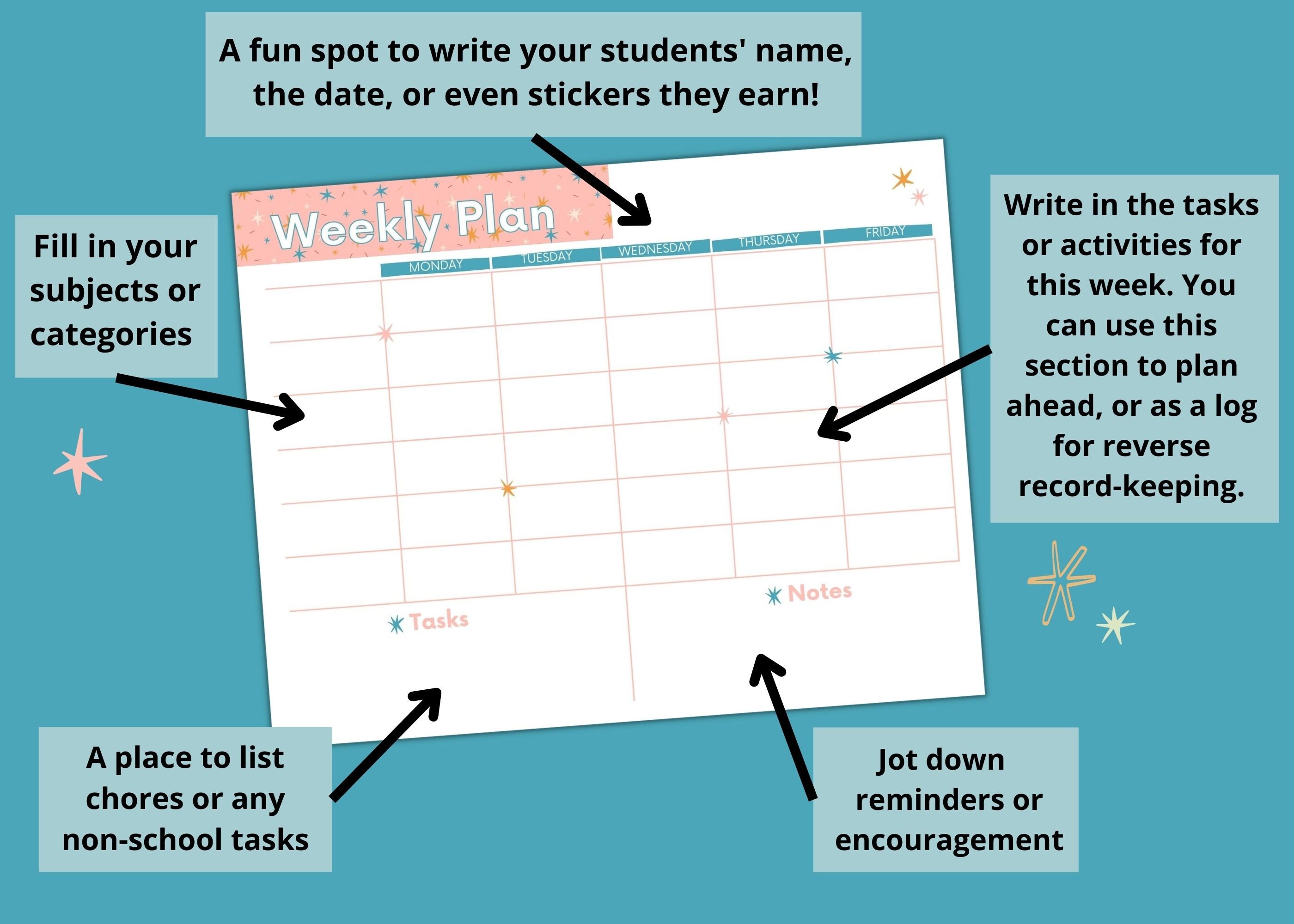 Homeschool Planner / Printable Student Planner / Weekly Academic ...