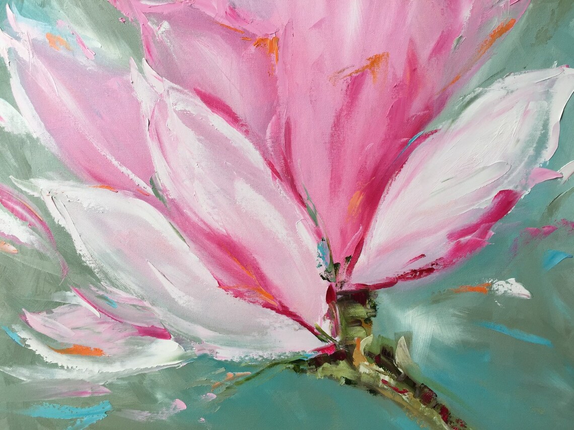 Spring Magnolia I - Abstract Impression Original Wrapped Giclee Print ...