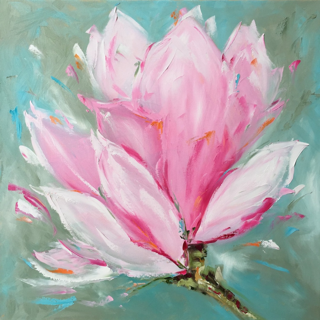Spring Magnolia I - Abstract Impression Original Wrapped Giclee Print ...