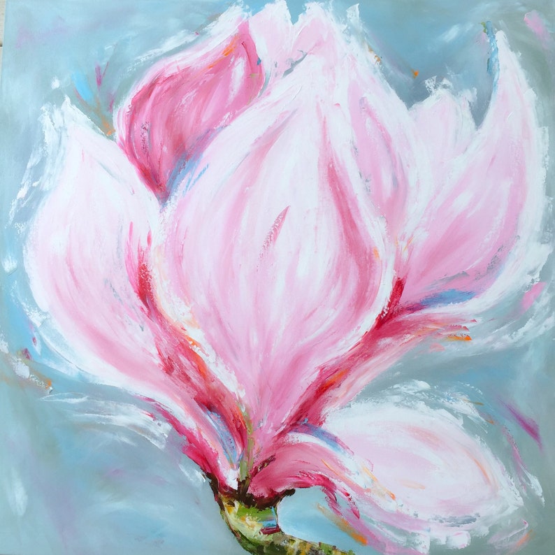 Spring Magnolia Abstract Impression Original Wrapped Giclee Print ...