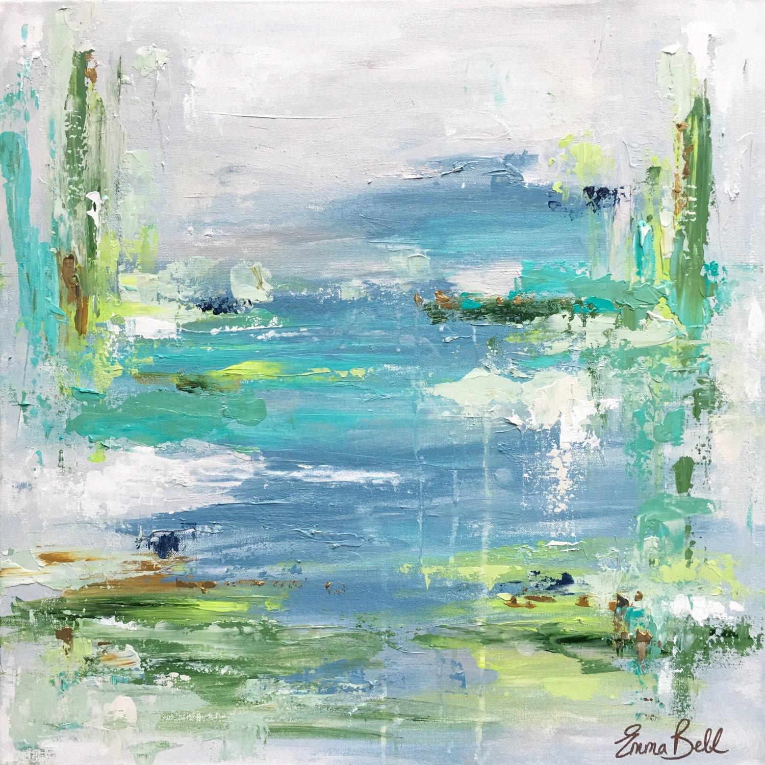 Abstract Painting LAKE SERENITY Contemporary Interior Design Mixed ...
