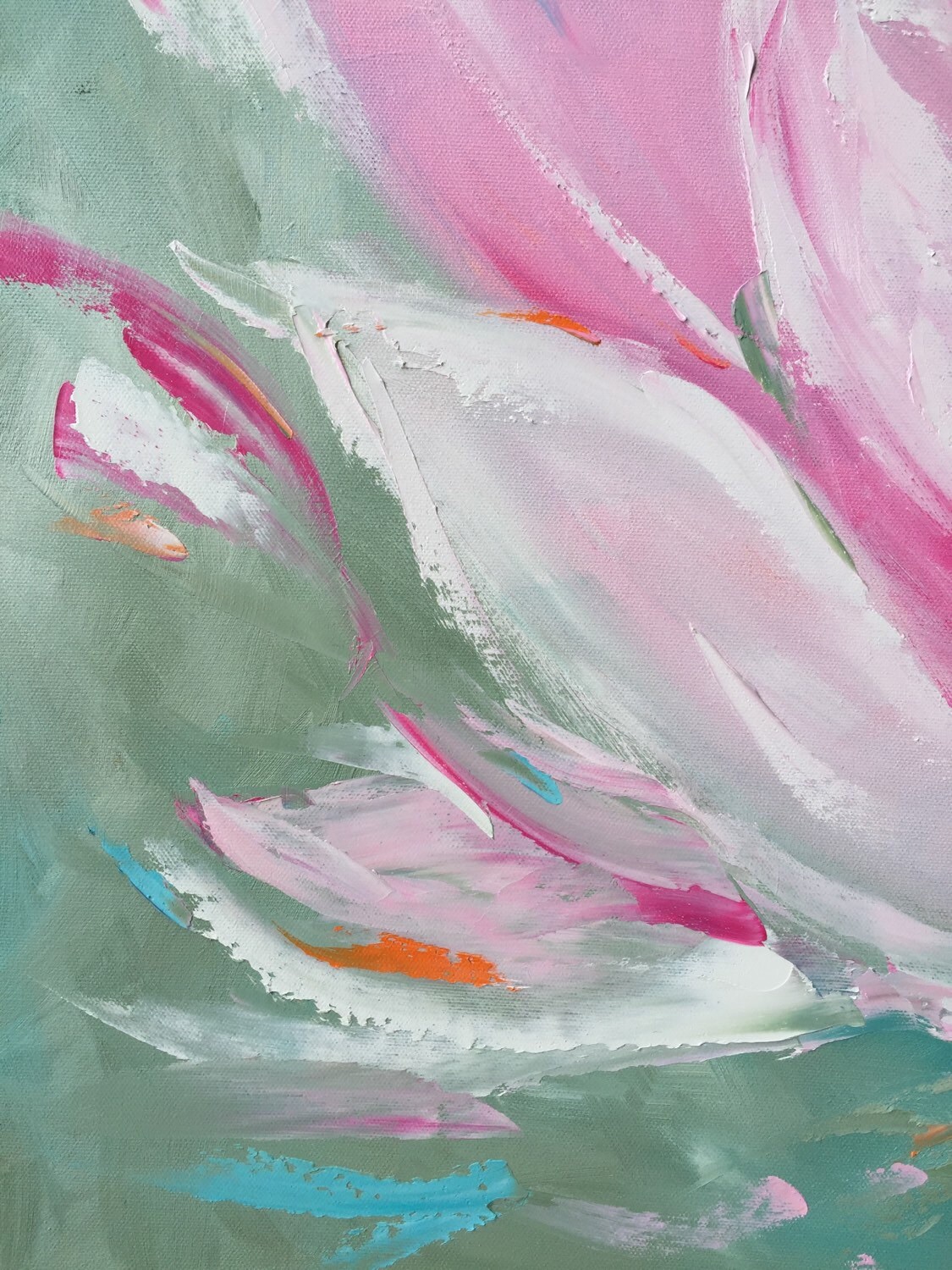 Spring Magnolia I - Abstract Impression Original Wrapped Giclee Print ...