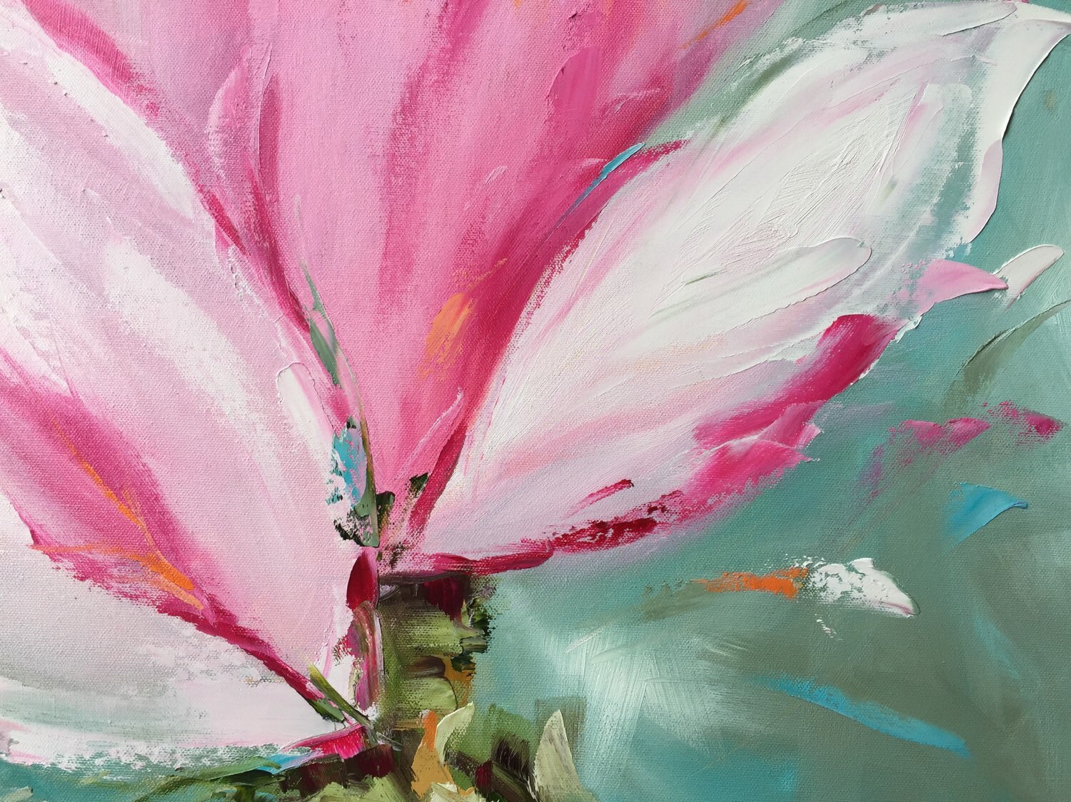 Spring Magnolia I - Abstract Impression Original Wrapped Giclee Print ...