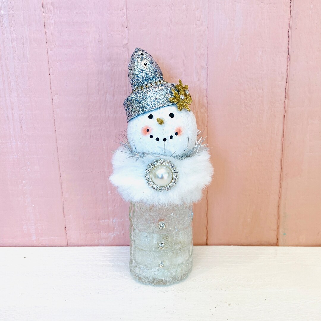 Salt Shaker Snowman Glass Snowman Snow Girl Snow Boy Snow Lady ...