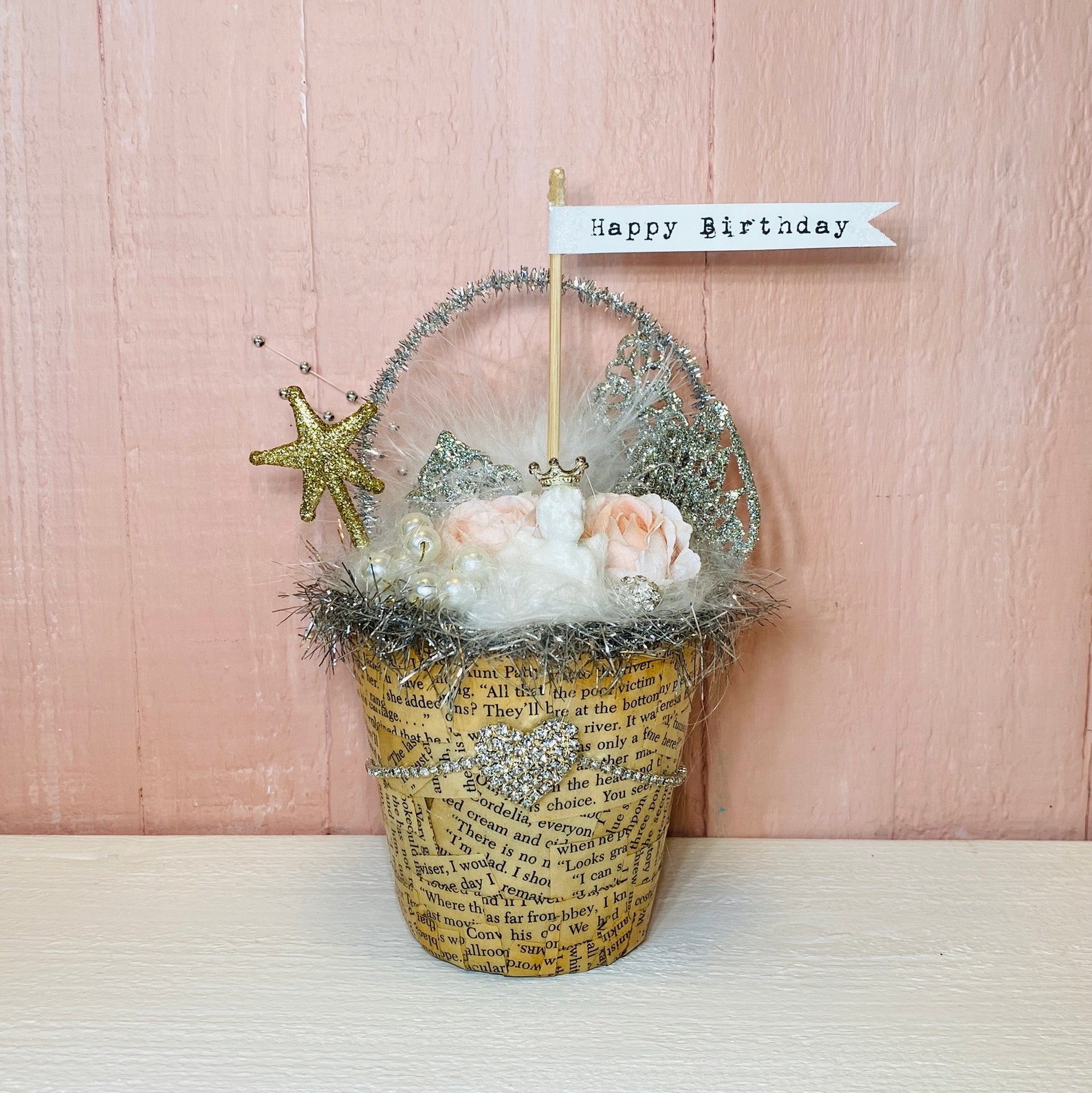 Altered Peat Pot Happy Birthday Vintage Style Altered Peat Pot Birthday ...