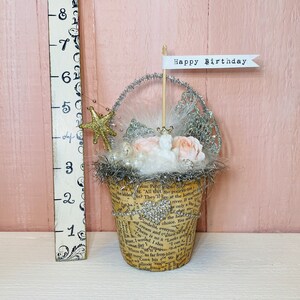 Altered Peat Pot Happy Birthday Vintage Style Altered Peat Pot Birthday ...