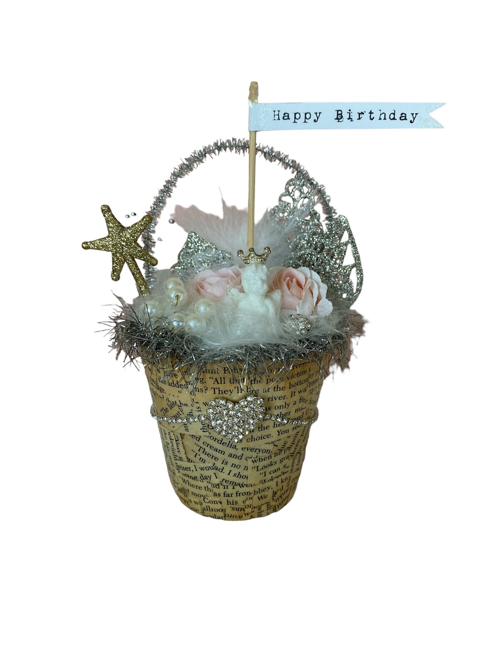 Altered Peat Pot Happy Birthday Vintage Style Altered Peat Pot Birthday ...