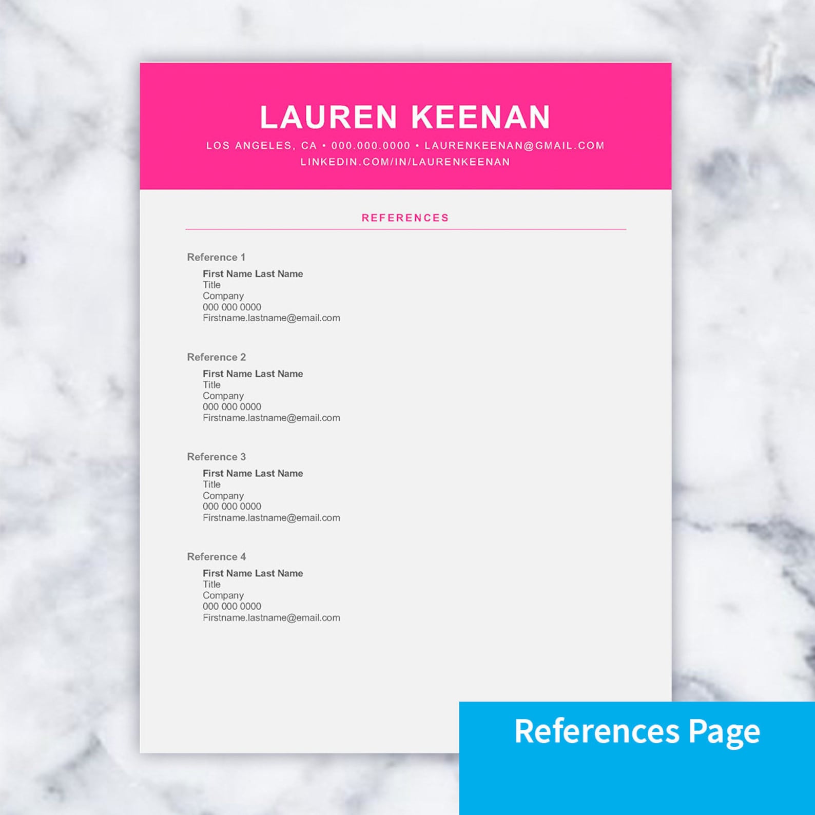 Cool Modern Neon Pink Resume Template - Etsy UK