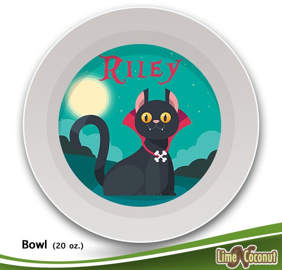 Vampire Kitty Bowl Dinnerware Baby Dish Set Black Kitten - Etsy