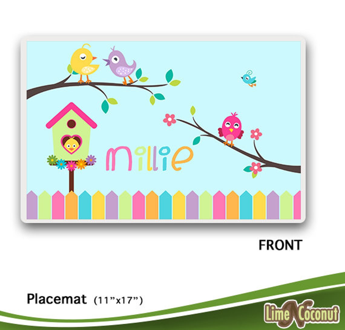 Birdhouse Dinnerware Set, Baby Name Dish Set, Melamine Bird House Plate ...