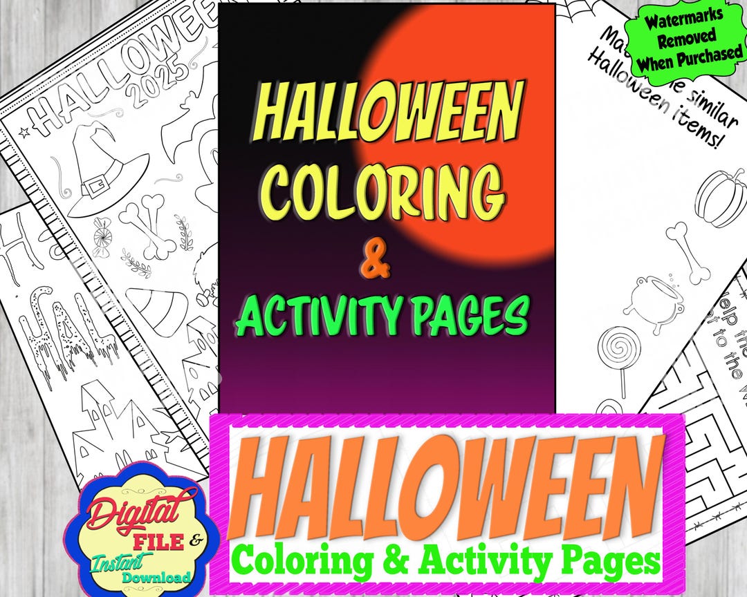 Halloween Coloring and Activity Pages, 2025 Trick or Treat Games, Kids ...
