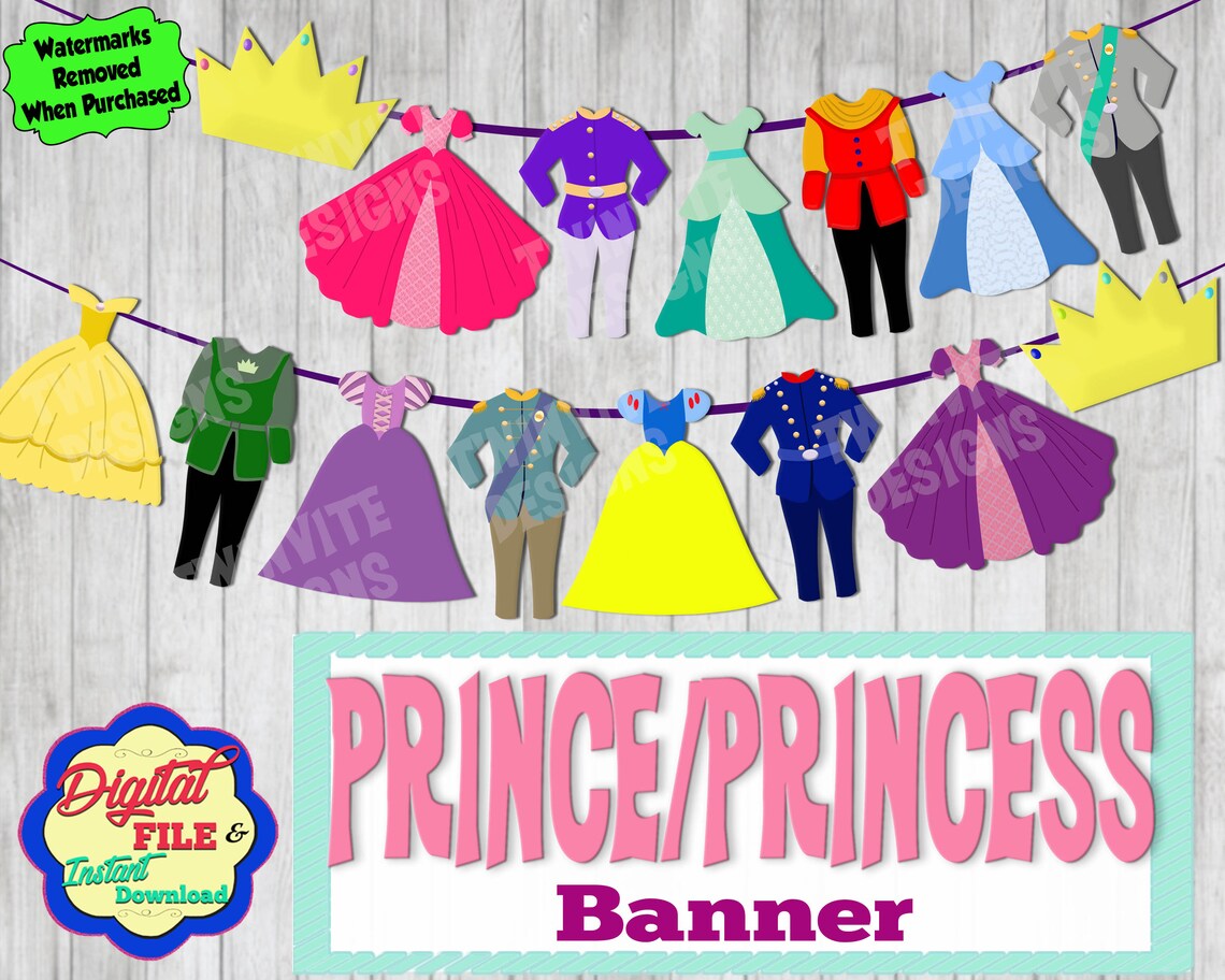 Prince and Princess Banner Royalty Garland Birthday | Etsy