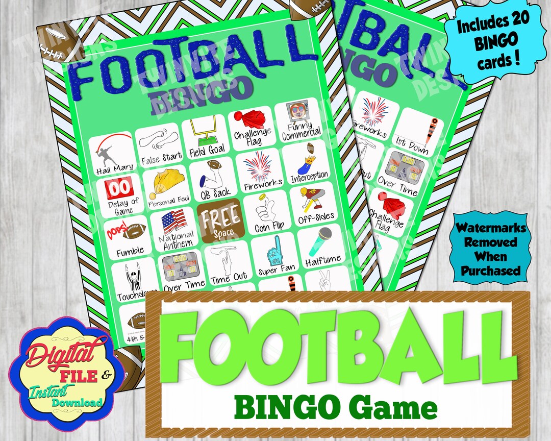 Football Bingo, Play Watching Big Game, Super Football Activity Game ...