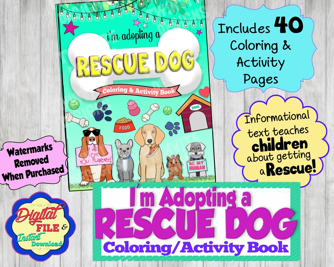 I’m Adopting a Rescue Dog Coloring and Activity Book, New Dog Gift, My ...