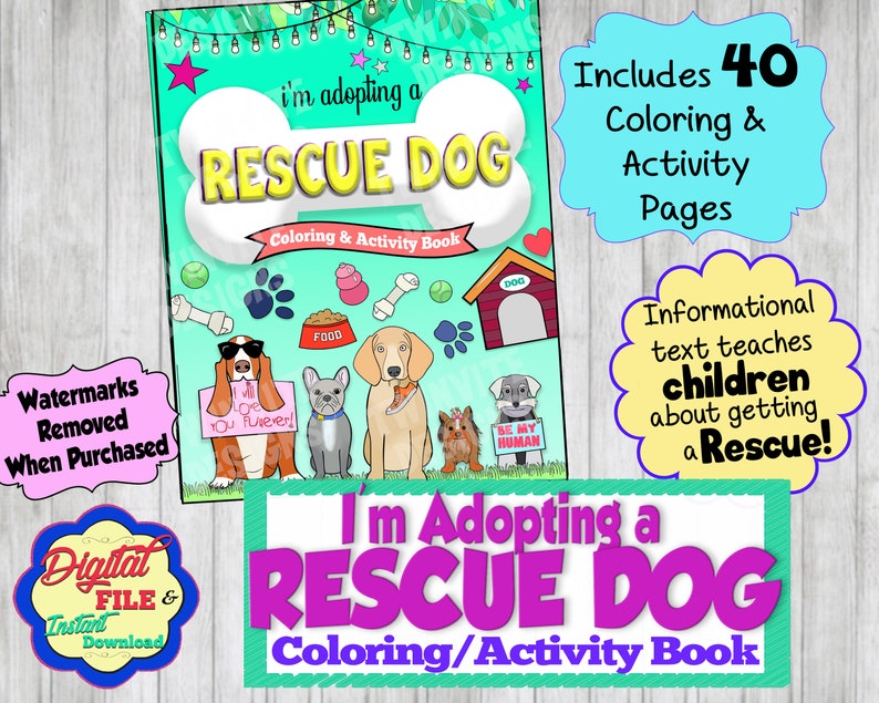 Im Adopting a Rescue Dog Coloring and Activity Book, New Dog Gift, My ...