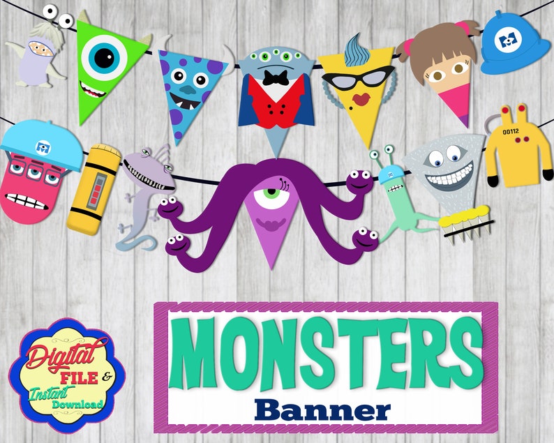 Monsters Party Banner, Inc Garland Banner, Monster Birthday, Boo ...