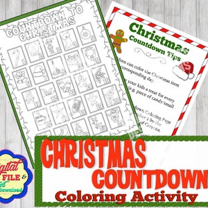 Christmas Countdown Activity, Advent Calendar, Holiday Coloring Idea ...
