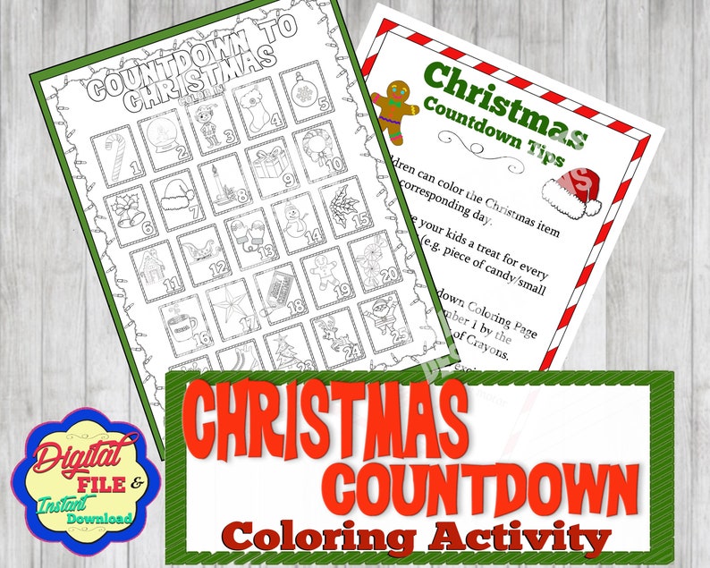 Christmas Countdown Activity Advent Calendar Holiday - Etsy
