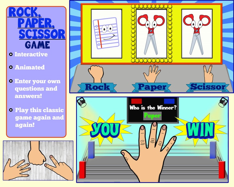 Rock Paper Scissor Powerpoint Game Template / Interactive - Etsy