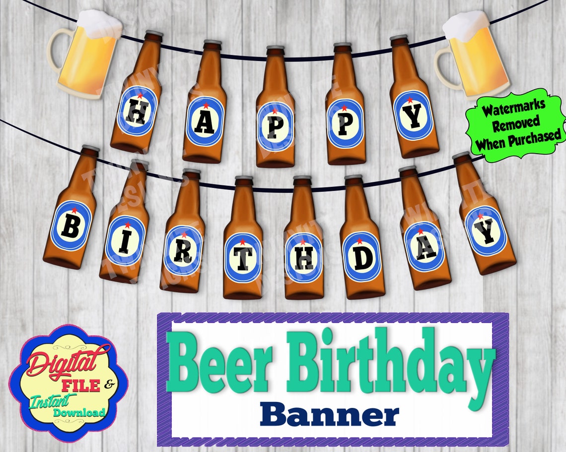 Beer Birthday Banner, Beer Tasting Garland, Lager Pilsner Hops Craft ...