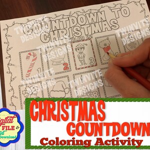 Christmas Countdown Activity, Advent Calendar, Holiday Coloring Idea ...