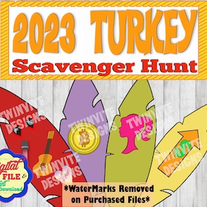 Thanksgiving Scavenger Hunt; 2023 Turkey; Feather Hunt; Thankful ...