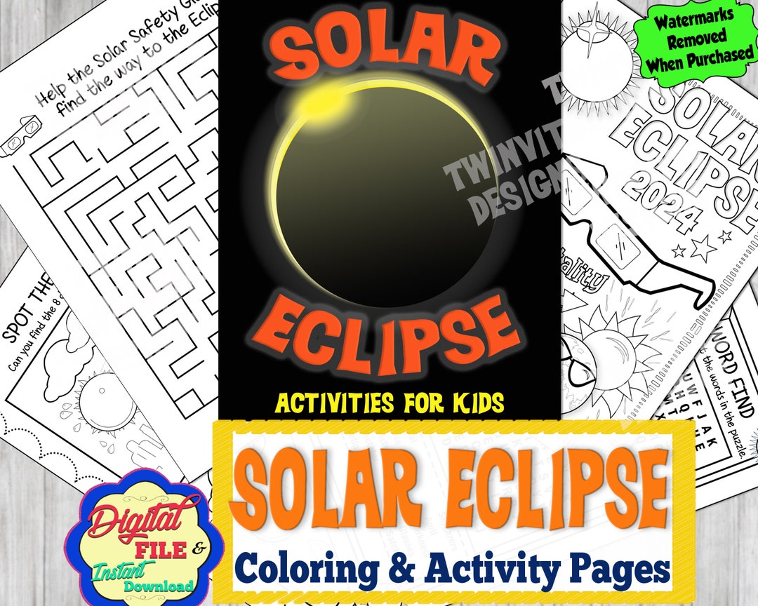 Solar Eclipse Coloring and Activity Pages, 2024 April Eclipse Event ...