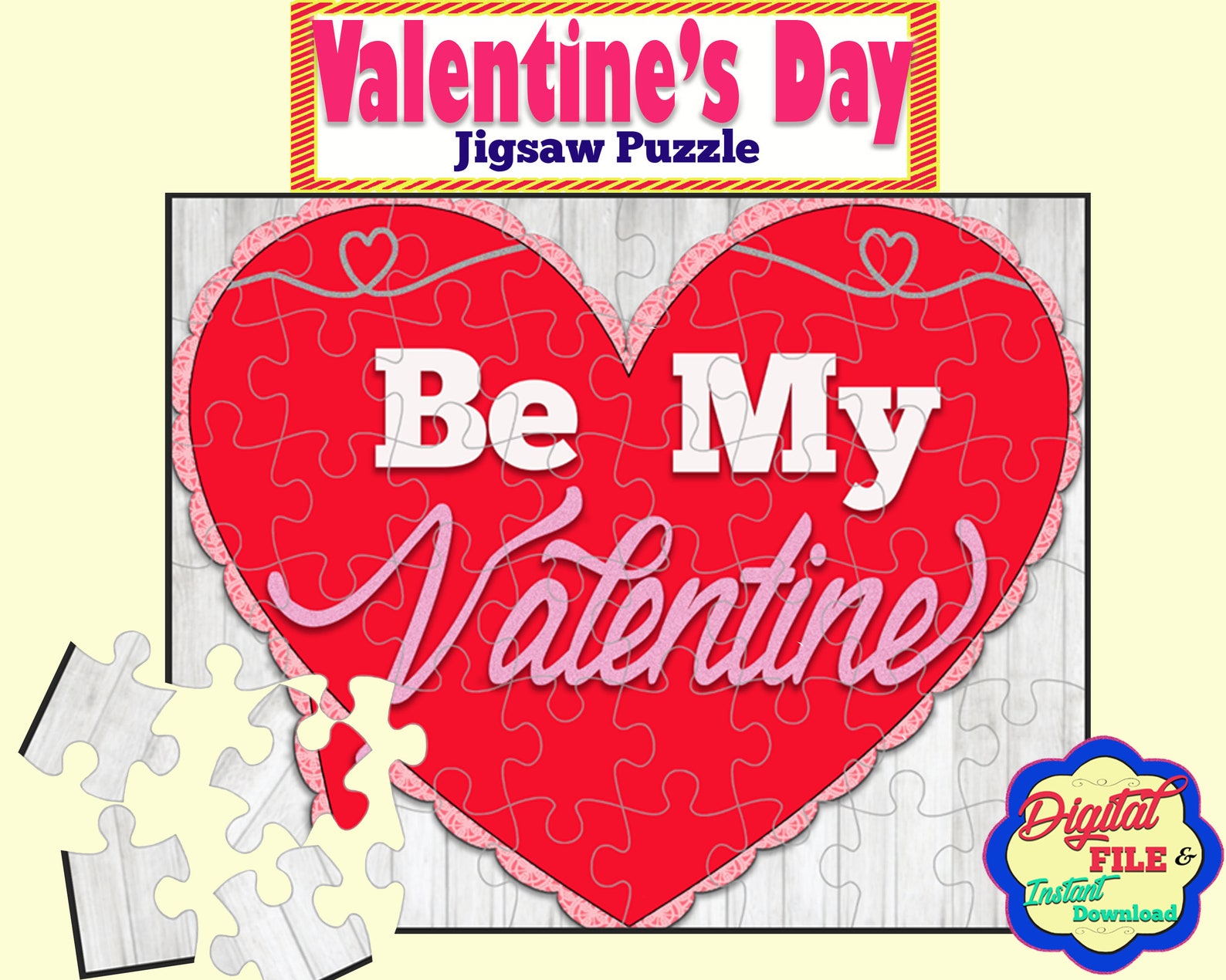 Valentines Day Jigsaw Puzzle Reveal Be My Valentine Heart - Etsy