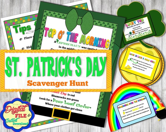 St Patricks Day Scavenger Hunt Shamrock Reveal Treasure Hunt | Etsy