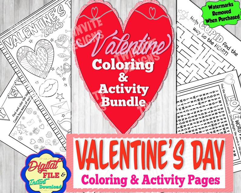 Valentines Day Coloring and Activity Pages, 2025 February St Vday ...