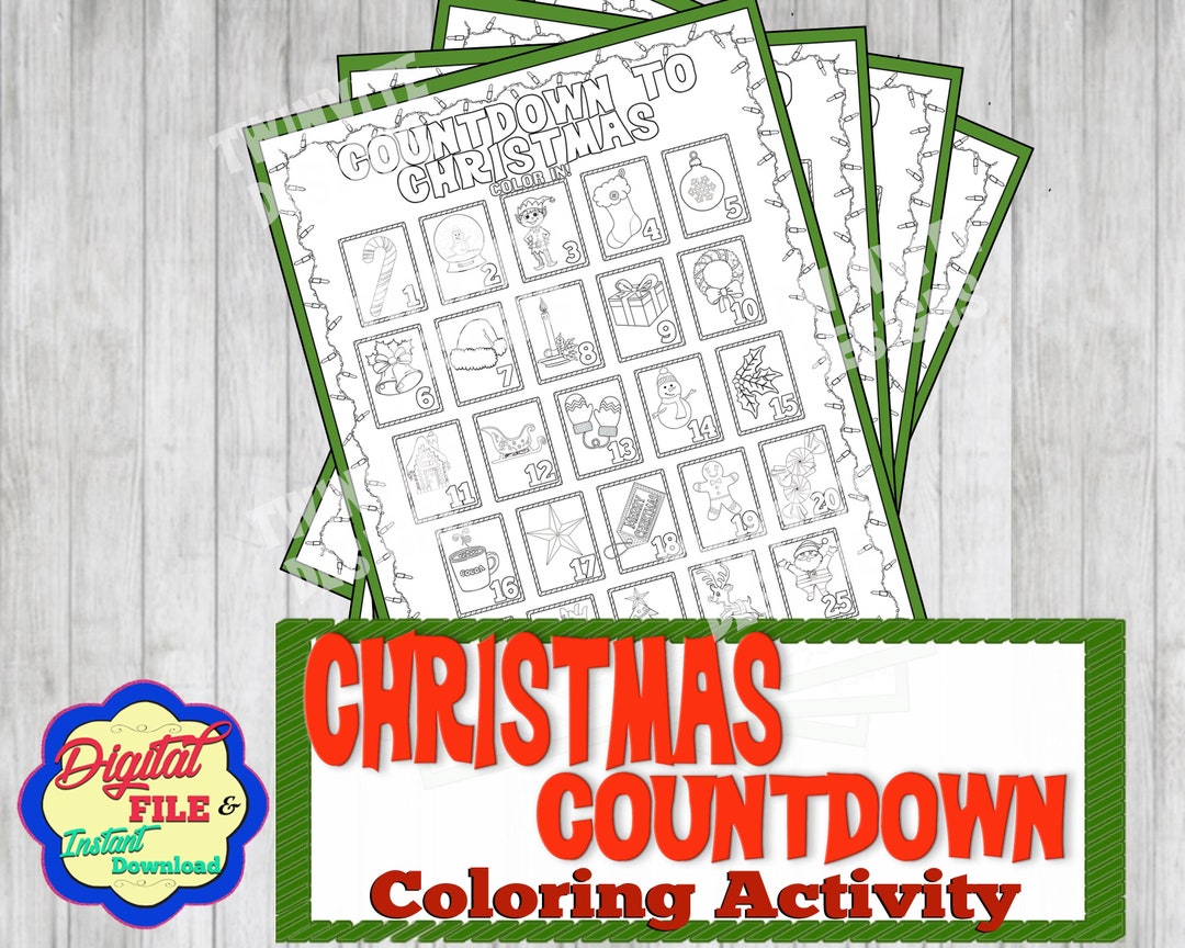 Christmas Countdown Activity, Advent Calendar, Holiday Coloring Idea ...