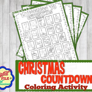 Christmas Countdown Activity, Advent Calendar, Holiday Coloring Idea ...