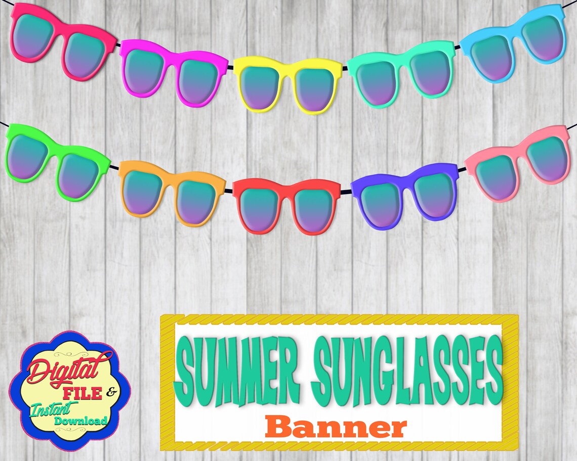 Sunglasses Banner Summertime Garland Beach Pool Luau - Etsy