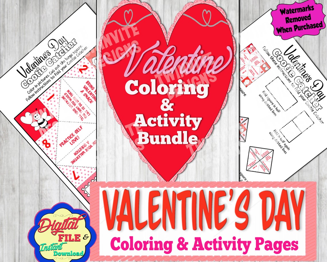 Valentines Day Coloring and Activity Pages, 2024 February St Vday ...