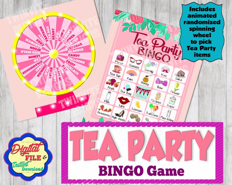 Tea Party Bingo Activity Game 20 Unique BINGO Cards | Etsy