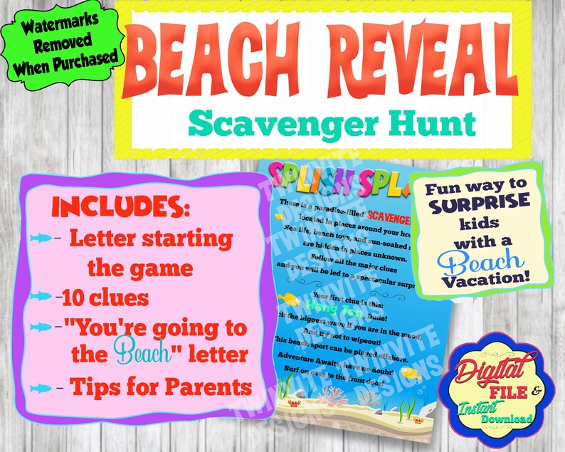 Beach Trip Scavenger Hunt, Vacation Reveal, You’re Going to the Beach ...