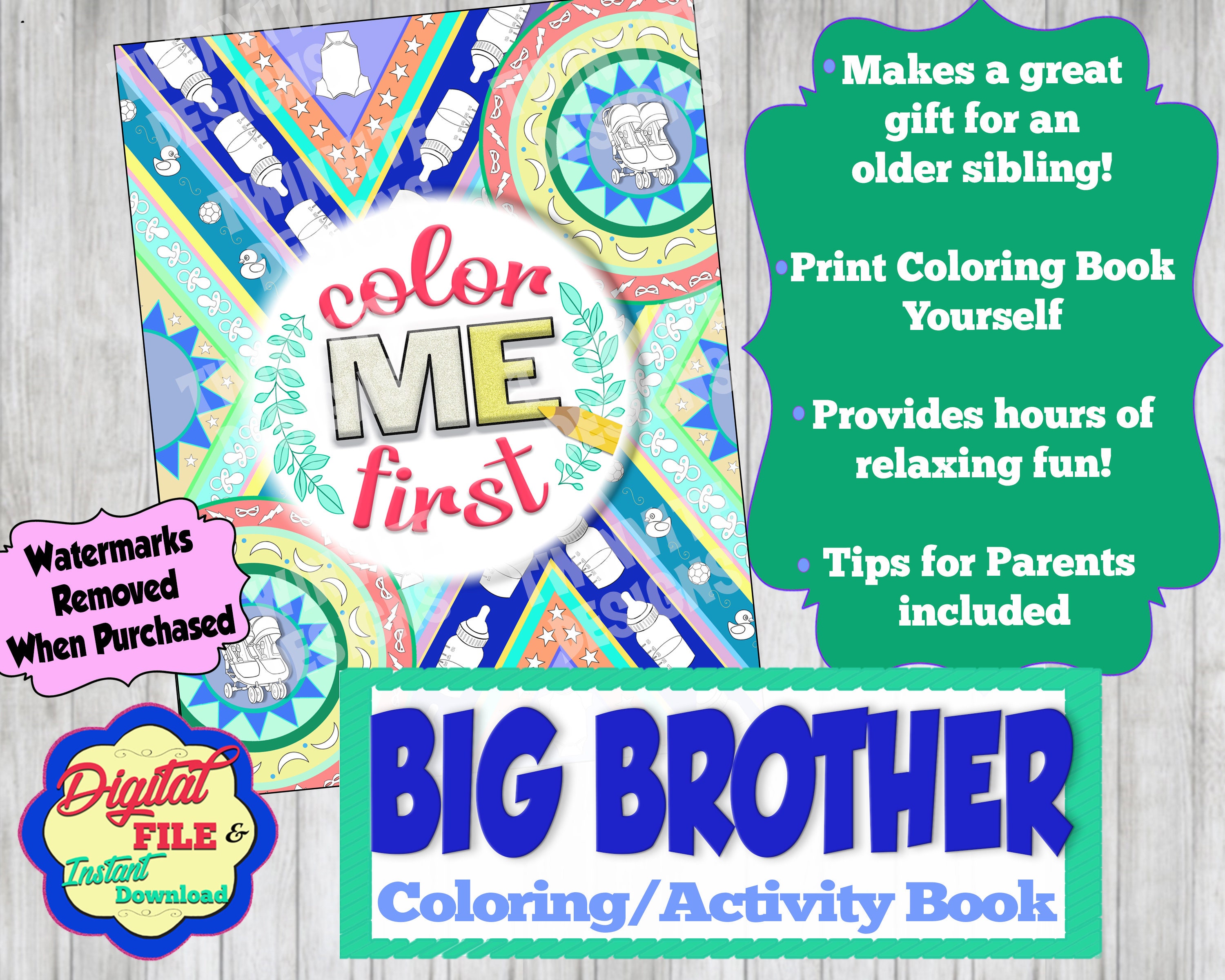 Big Brother to TWINS Coloring and Activity Book, Becoming a Big Brother ...
