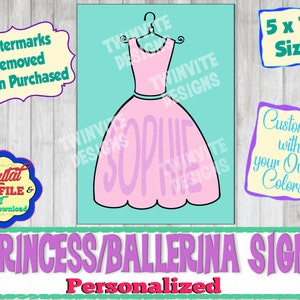 Personalized Princess Ballerina Sign for Girls Room, Name Written on ...