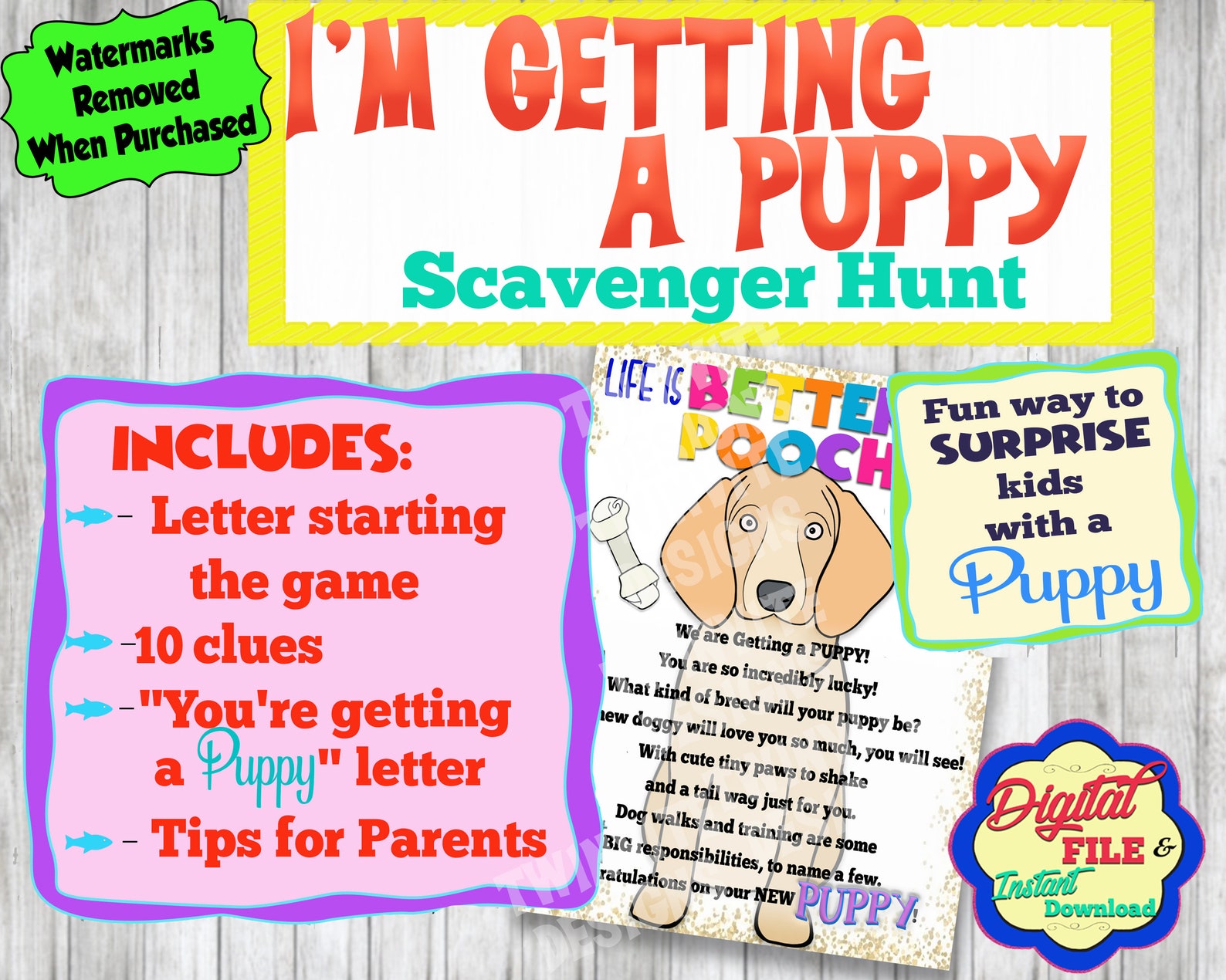 Im Getting a Puppy Scavenger Hunt, New Dog Reveal, Treasure Hunt Clues ...