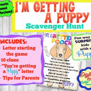 I’m Getting a Puppy Scavenger Hunt, New Dog Reveal, Treasure Hunt Clues ...