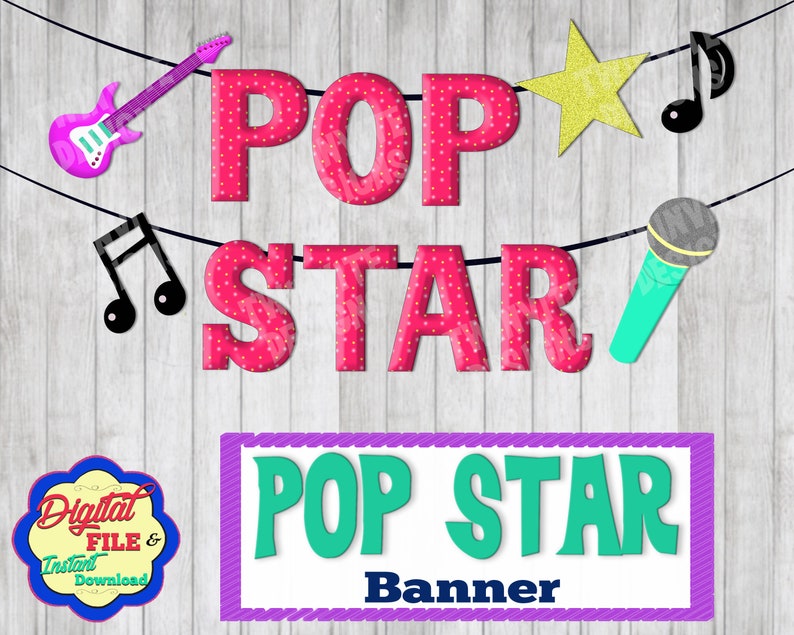 POP STAR Banner Rock Star Garland Birthday Party Theme - Etsy