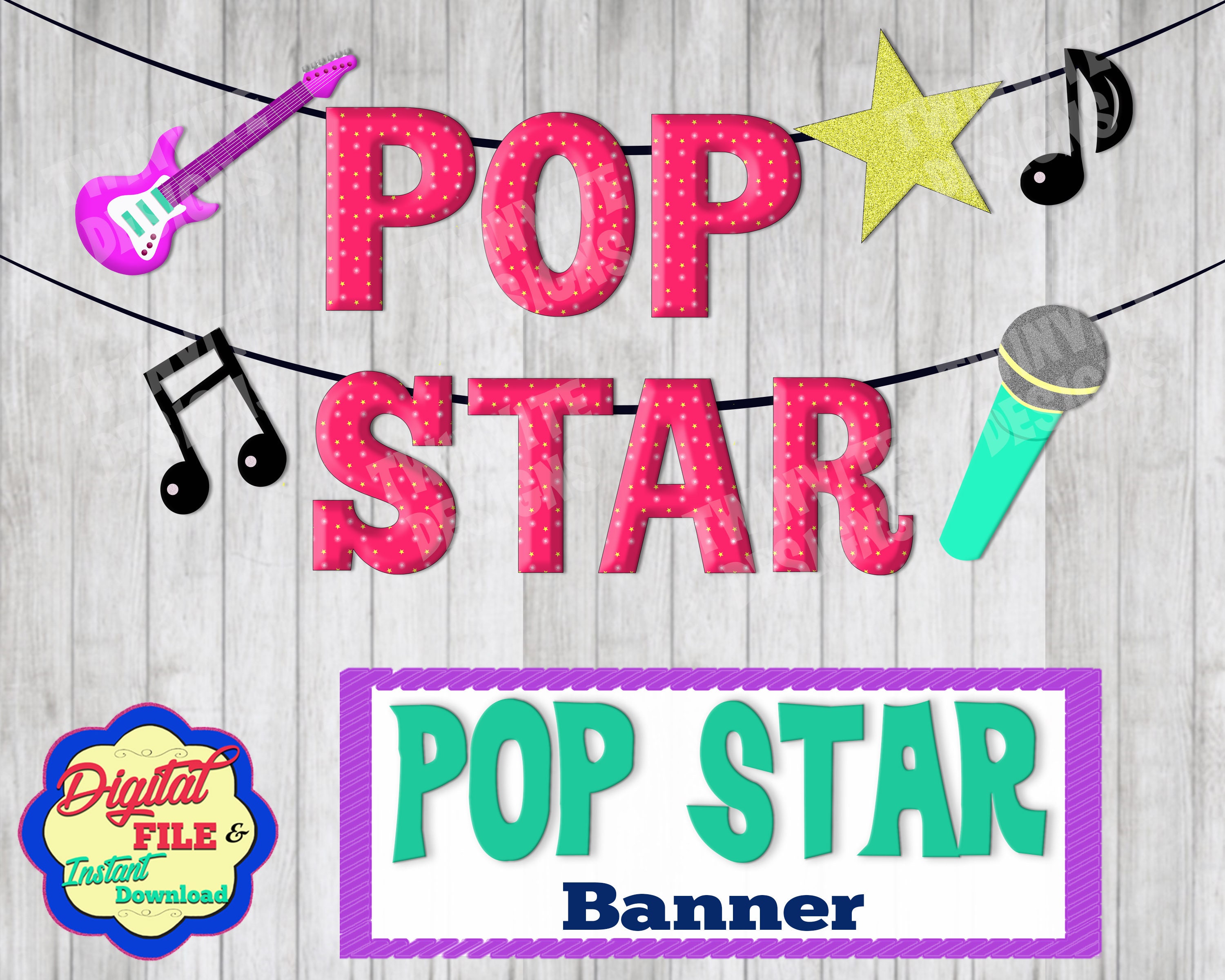 POP STAR Banner Rock Star Garland Birthday Party Theme - Etsy UK